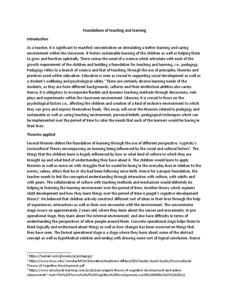 Foundations of Teaching and Learning | PDF