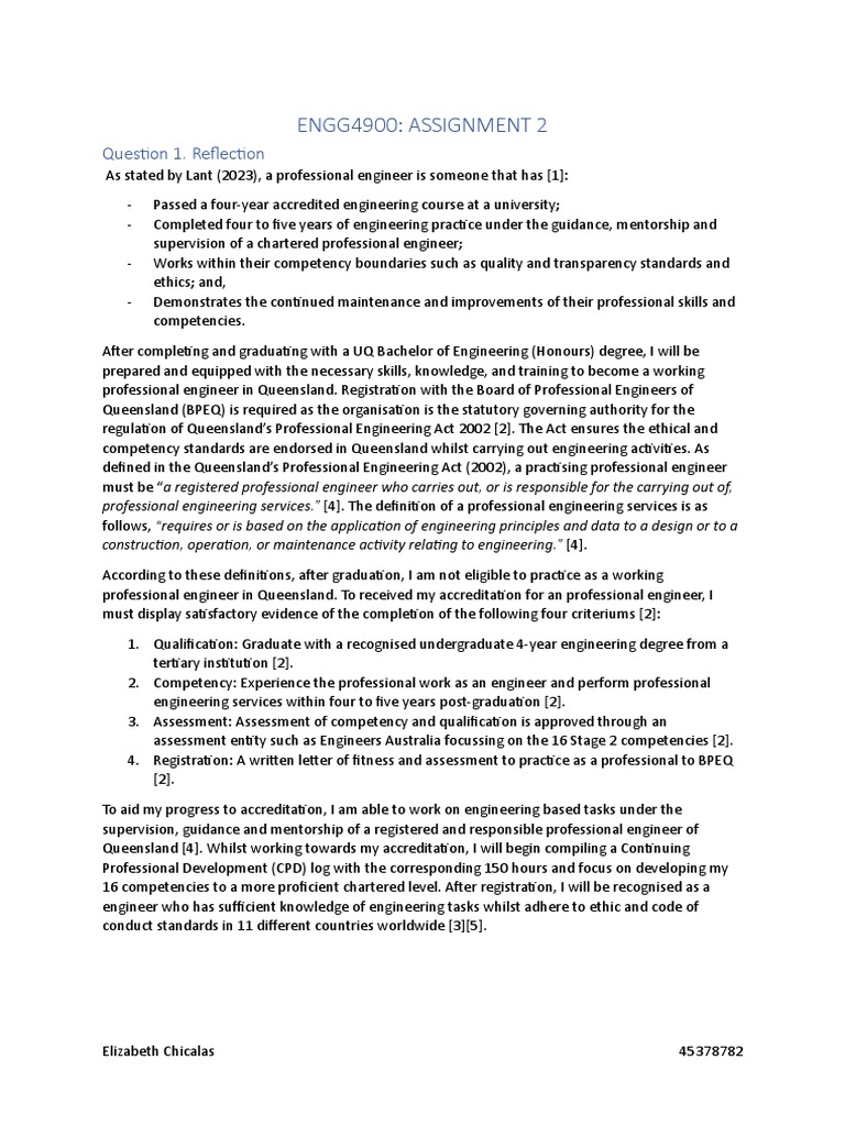 ENGG4900 Assignment 2 | PDF | Engineer | Engineering