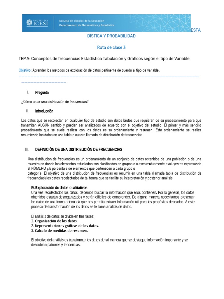 RUTA 4 Tablas de Frecuencias en Cualitativas, Graficos Cuali y Tabla Cuantitativa | PDF ...