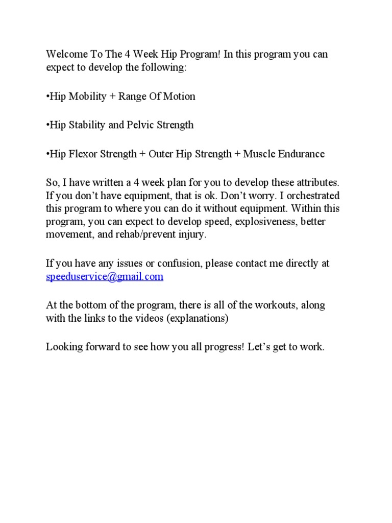 Hip Program 2023 | PDF | Foot | Anatomical Terms Of Motion