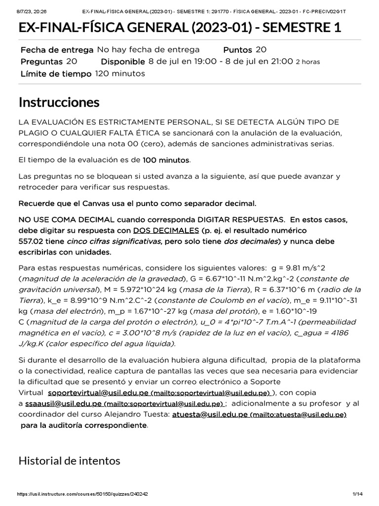 EX-FINAL-FÍSICA GENERAL (2023-01) - SEMESTRE 1_ 291770 - FÍSICA GENERAL - 2023-01 - FC ...