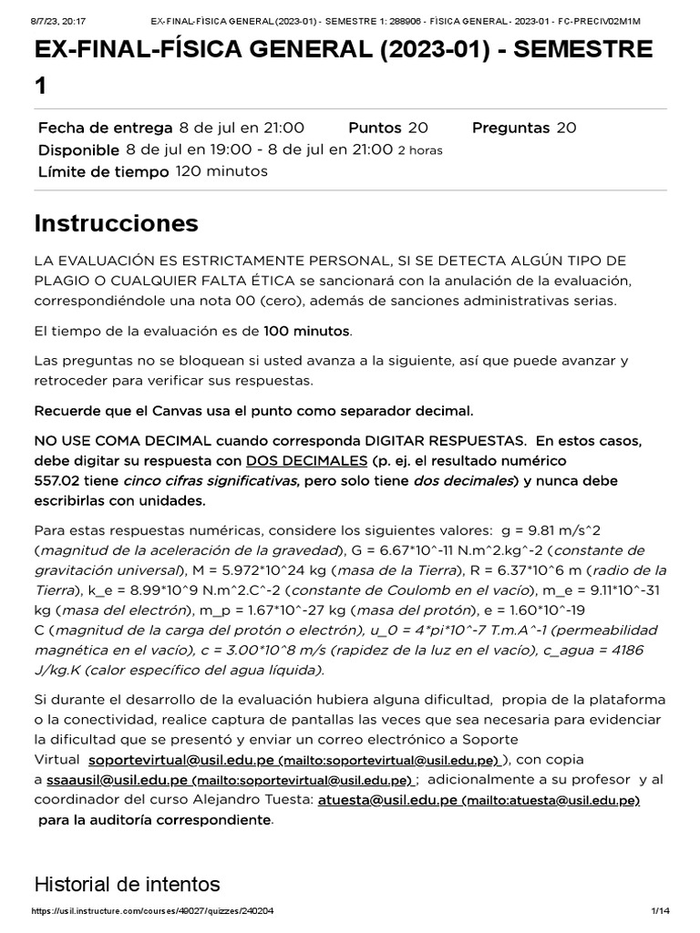 Examen Final Fisica | PDF | Masa | Campo magnético
