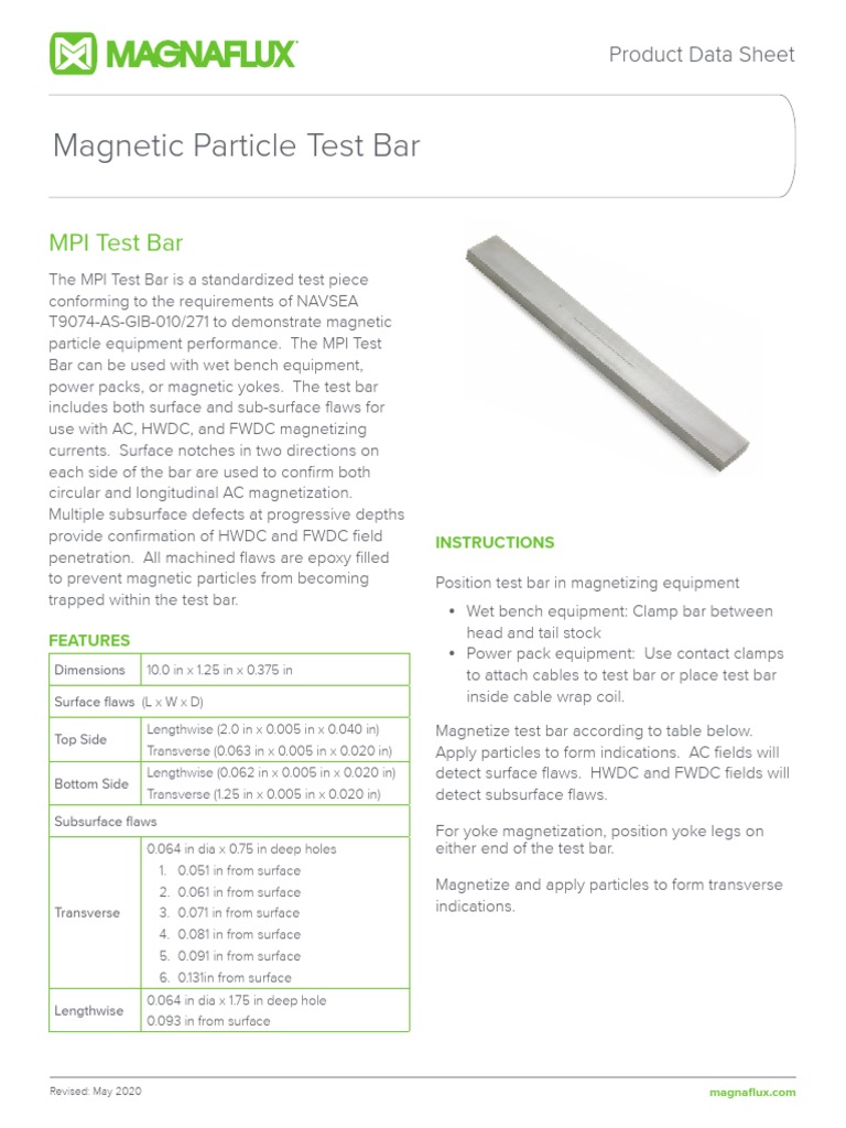 Magnetic Particle Test Bar - Product Data Sheet - English | PDF ...
