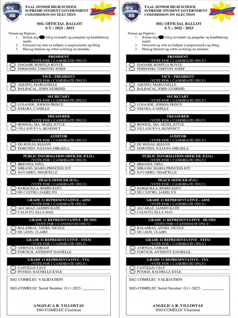 SSG Official Ballot-Final | PDF