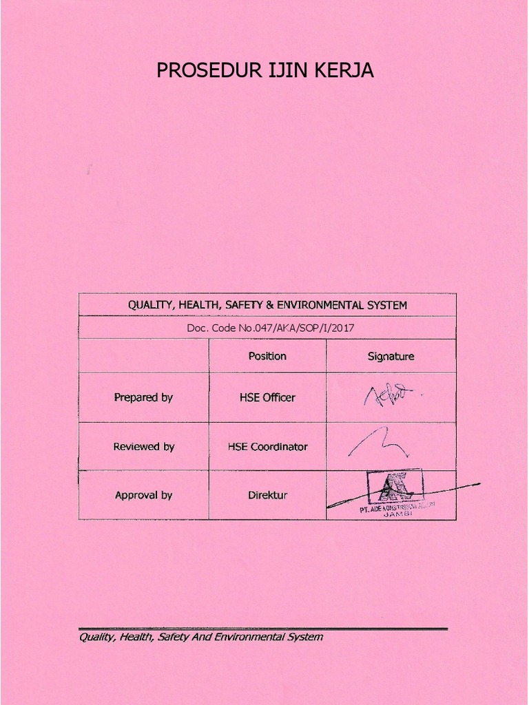 Prosedur Ijin Kerja | PDF