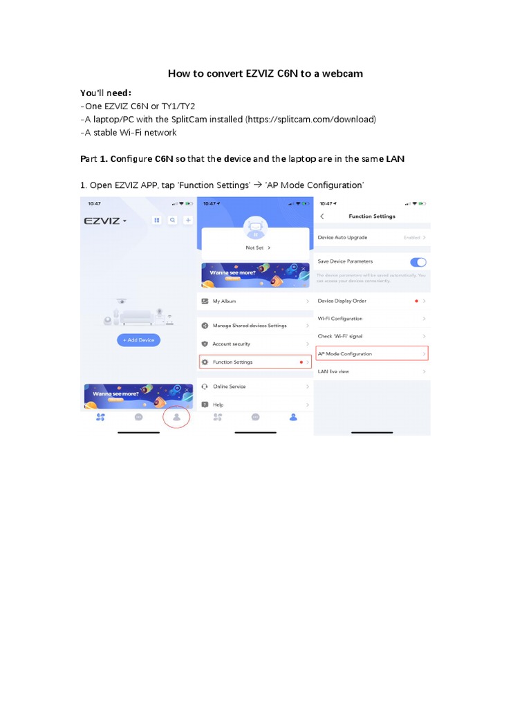 How To Set Up C6N As A Webcam | PDF