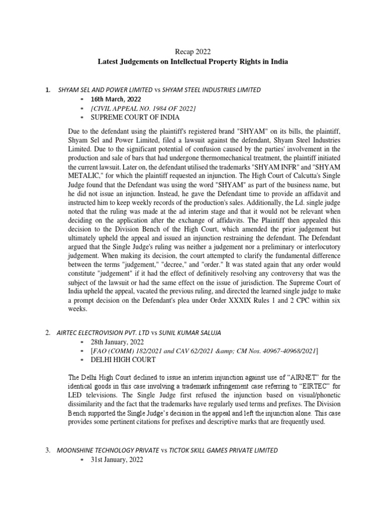 Recent IPR Cases at a glance | PDF