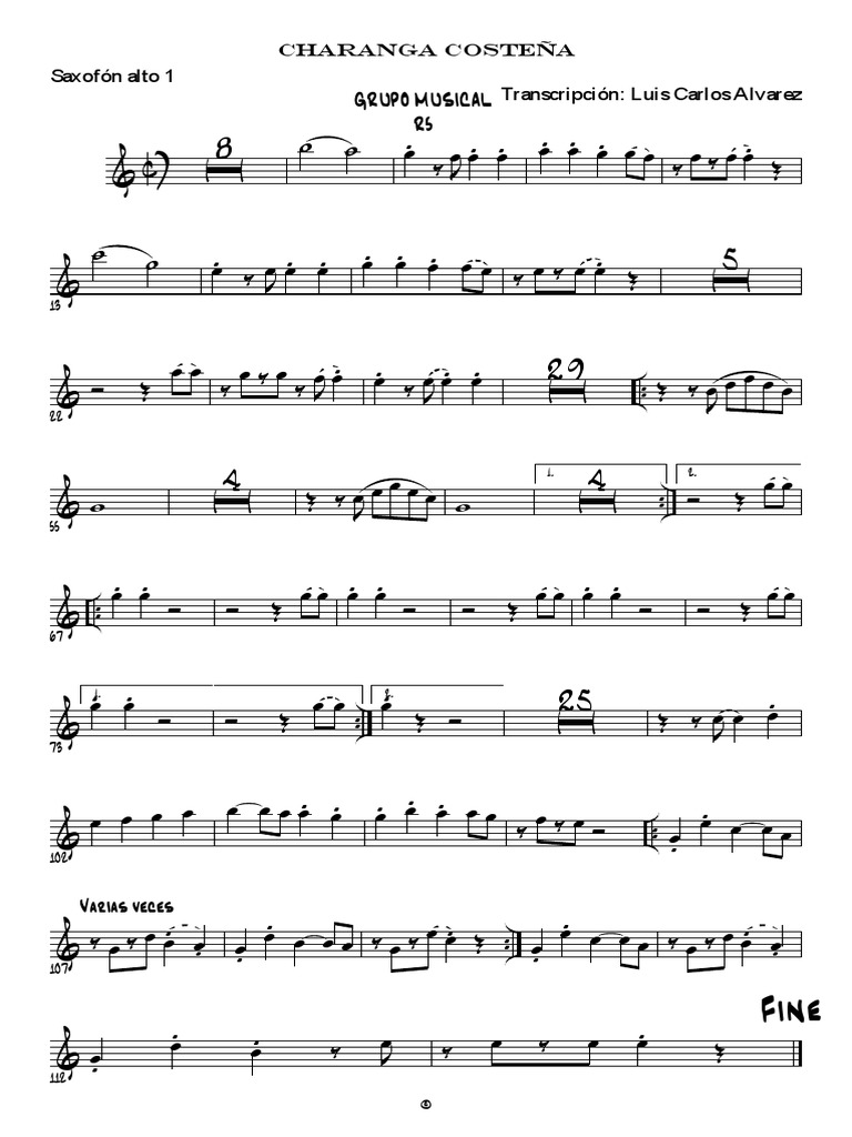 Partituras de Charanga para Saxofón Alto | PDF