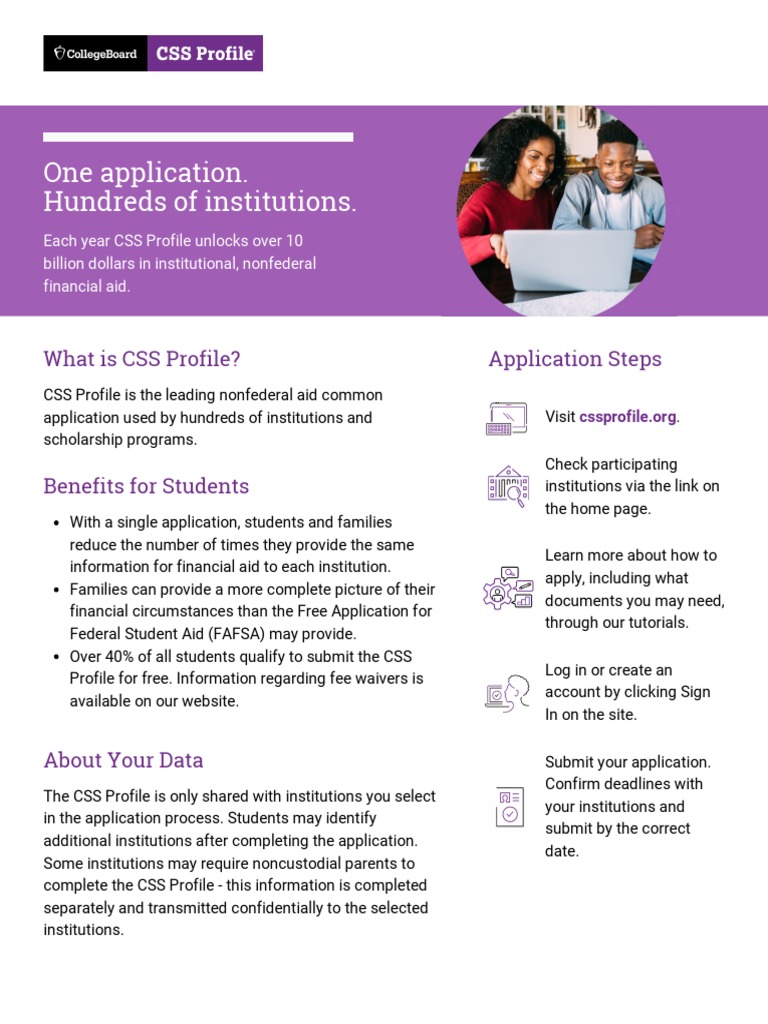 CSS Profile Student Flyer | PDF | Student Financial Aid In The United ...