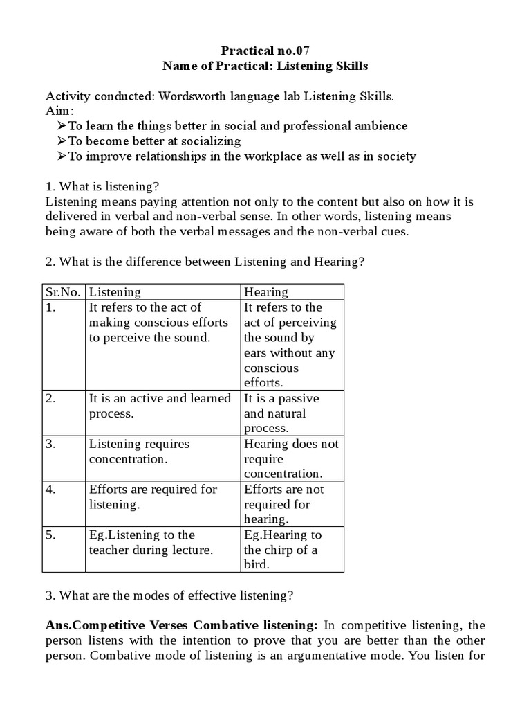 Listening Skills Practical | PDF