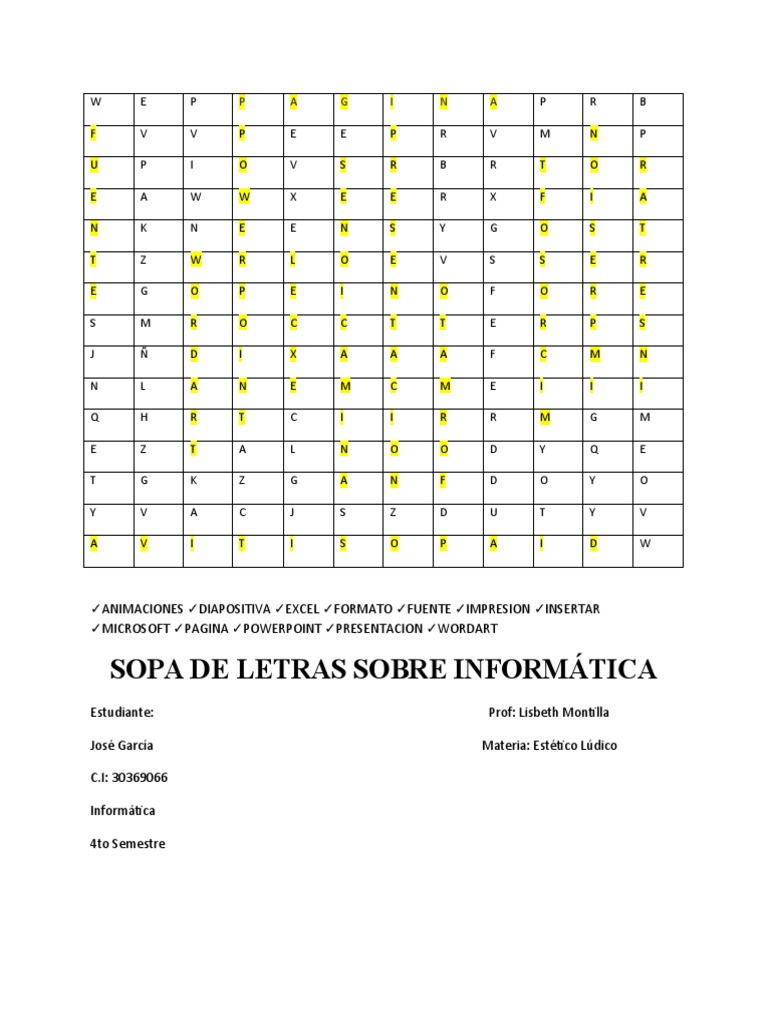 Sopa de Letras Sobre Informática-WPS Office | PDF