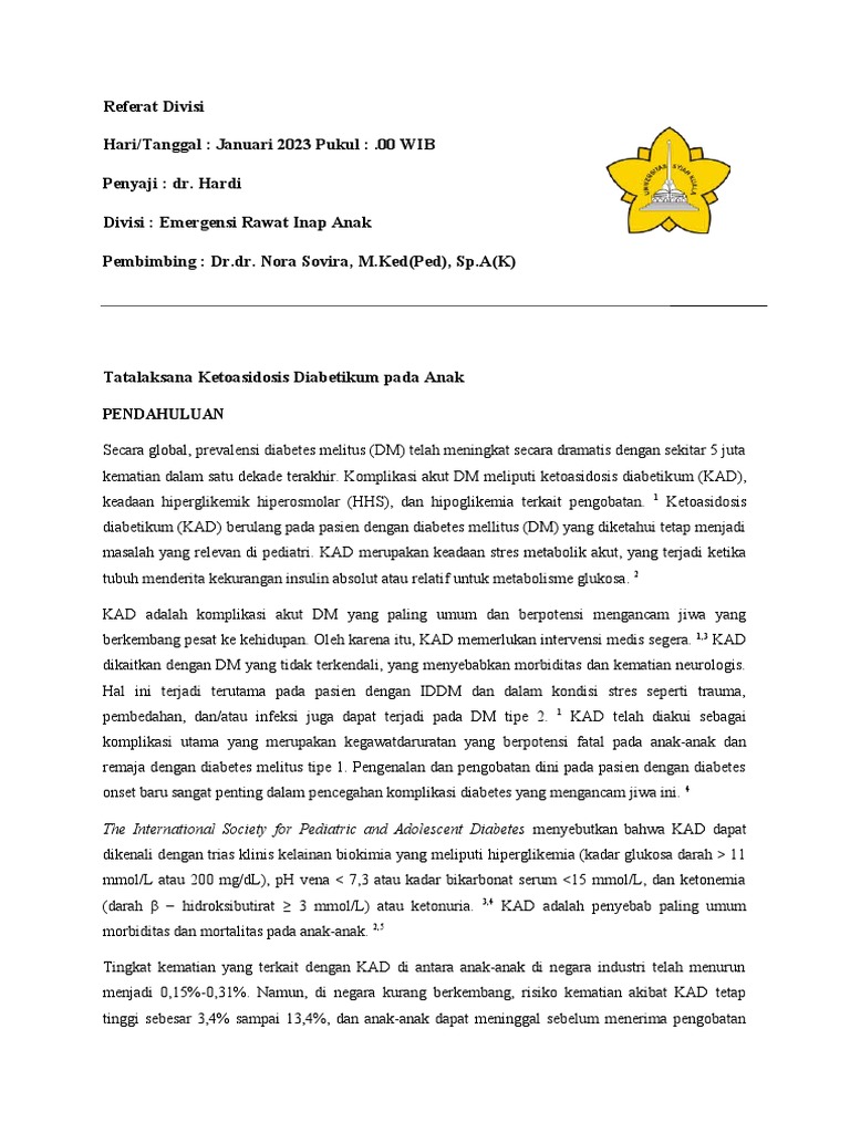 Referat Tatalaksana KAD Pada Anak | PDF