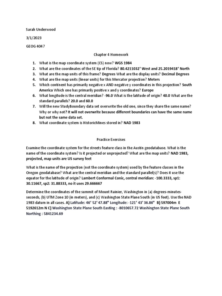 GIS CH 4 Problem Set | PDF