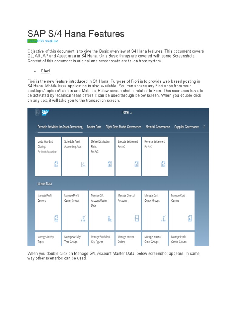 Sap S4 Hana Features | PDF