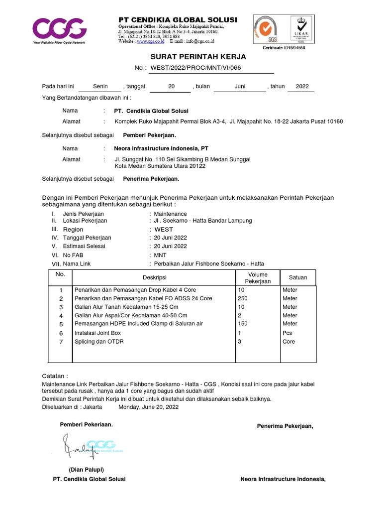 066 SPK Maintenance Link Perbaikan Jalur Fishbone Soekarno - Hatta ...