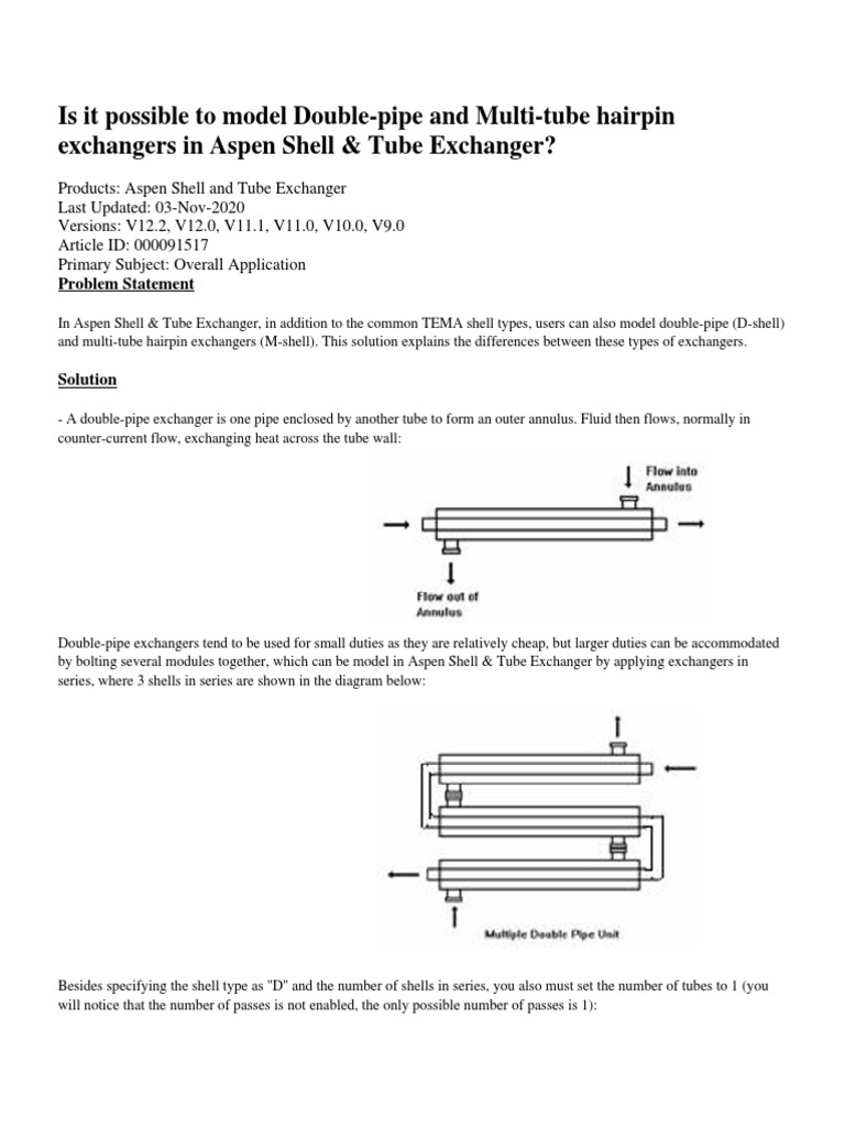 Is It Possible To Model Double-Pipe and Multi-Tube Hairpin Exchangers ...