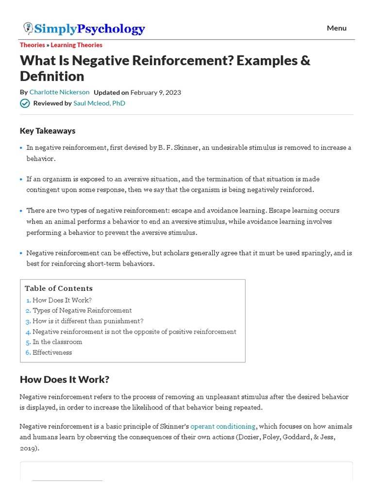 What is Negative Reinforcement_ Examples & Definition | PDF