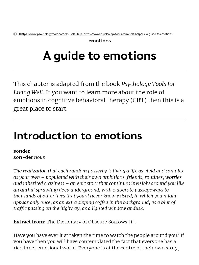 A Guide to Emotions _ Psychology Tools | PDF