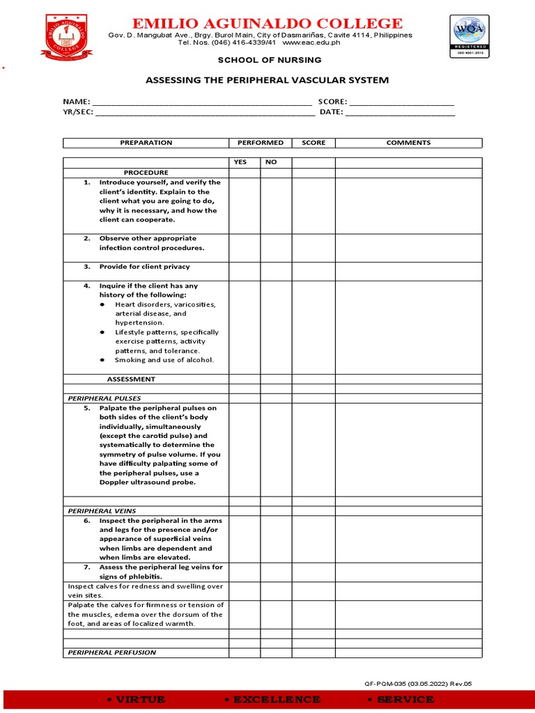Peripheral Vascular Assessment Guide | PDF | Science & Mathematics