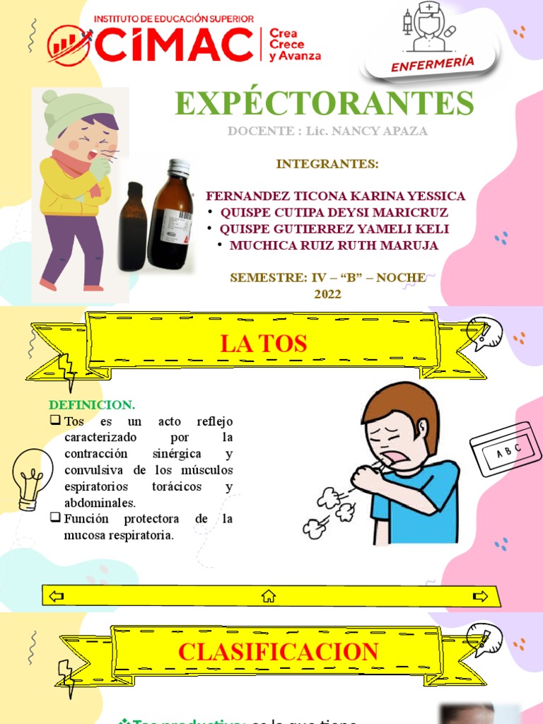 Clasificación y acción de expectorantes | PDF | Tos | Medicina CLINICA