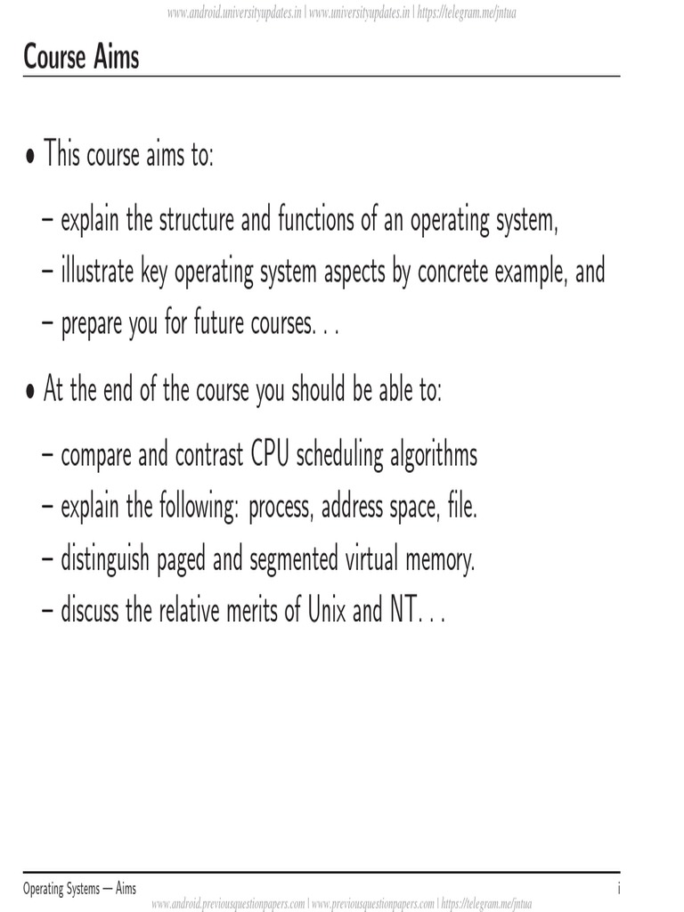 JNTUA Operating Systems - PPT Notes - R20 | PDF | Process (Computing ...