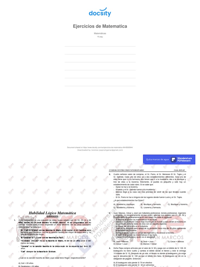 Docsity Ejercicios de Matematica 494 | PDF