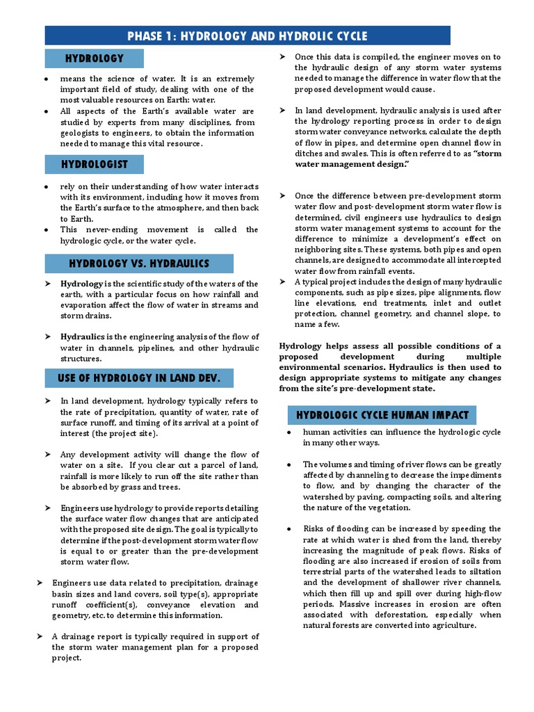 Hydro Phase 1 - Lec | PDF