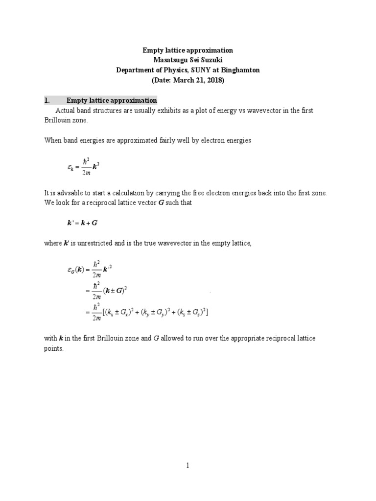17 Empty Lattice Approximation | PDF | Electronic Band Structure | Crystal Structure