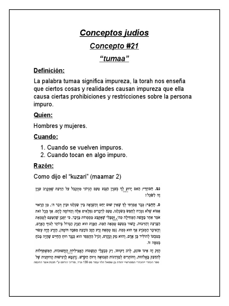 Conceptos Judíos 21 - Tumaa | PDF