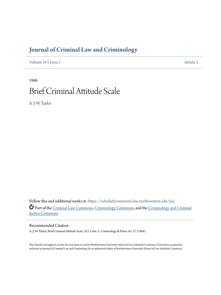 Brief Criminal Attitude Scale | Download Free PDF | Criminal Justice | Crime & Violence