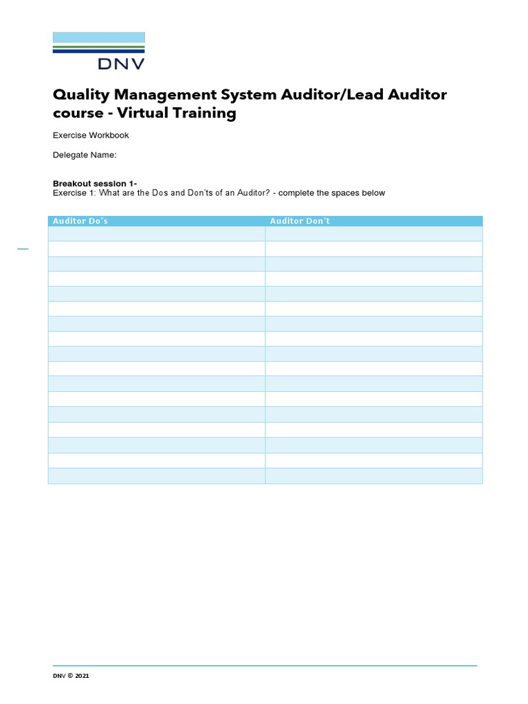 IRCA 9K - LA Exercise Workbook | PDF | Audit | Iso 9000