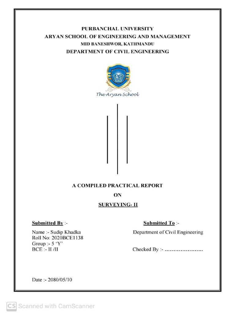 Surveying II Practical Report by Sudip Khadka | PDF