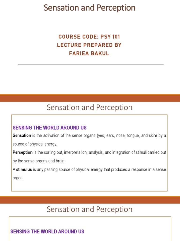 Unit 3 - Sensation and Perception | PDF