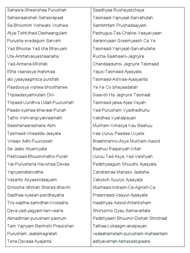 Purusha Suktam | PDF | Hindu Literature | Hindu Deities