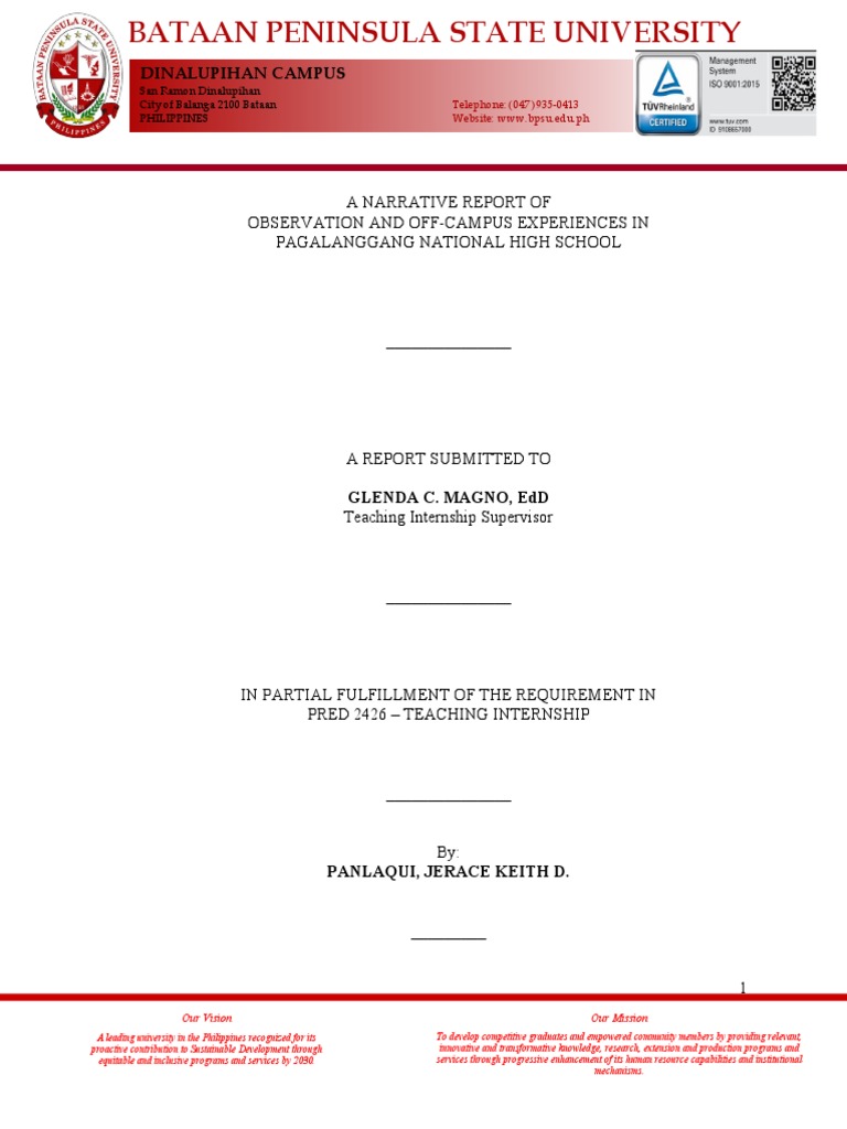 Panlaqui Jerace Narrative Report Edited | PDF | Teachers | Learning