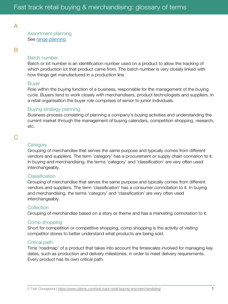 Glossary | PDF | Product (Business) | Retail