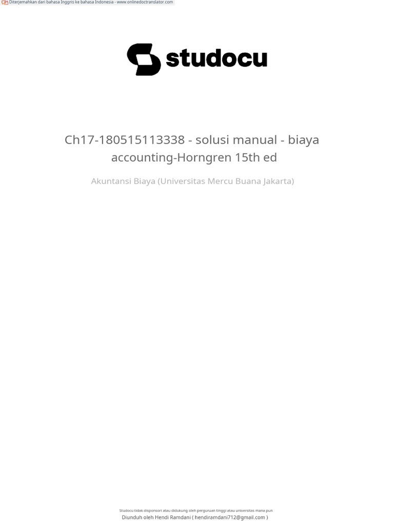 Ch17 180515113338 Solution Manual Cost Accounting Horngren 15th Ed - En.id | PDF | Teknologi ...
