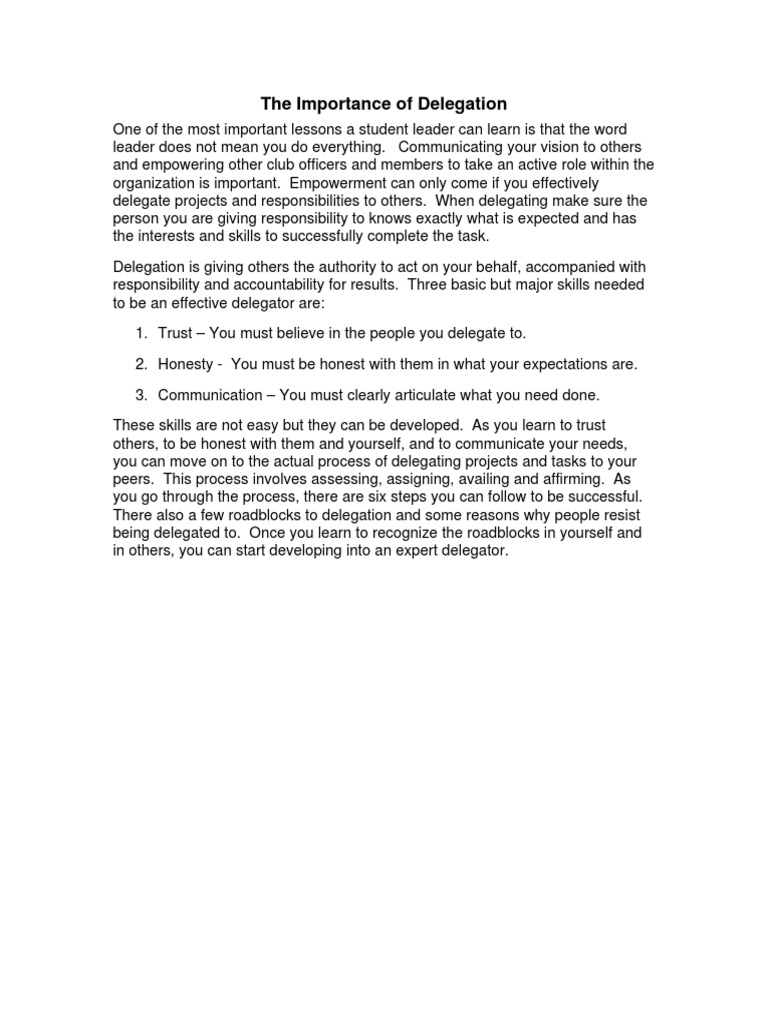 Delegation Lecture Notes Pdf