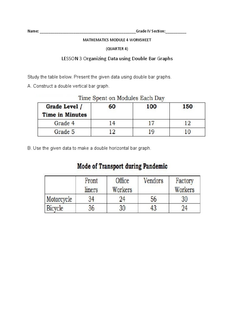 Worksheet Lesson 3 Presenting Data Using Double Bar Graph | PDF