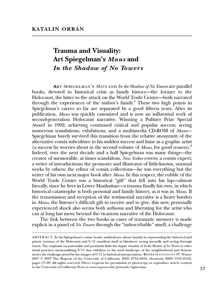 Trauma and Visuality_Art Spiegelman-Maus | PDF