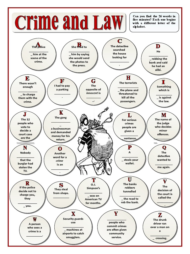 Crimes and Laws Vocabulary Worksheet | PDF | Robbery | Crimes