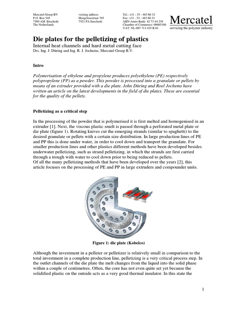 Die Plates For The Pelletizing of Plastics | PDF