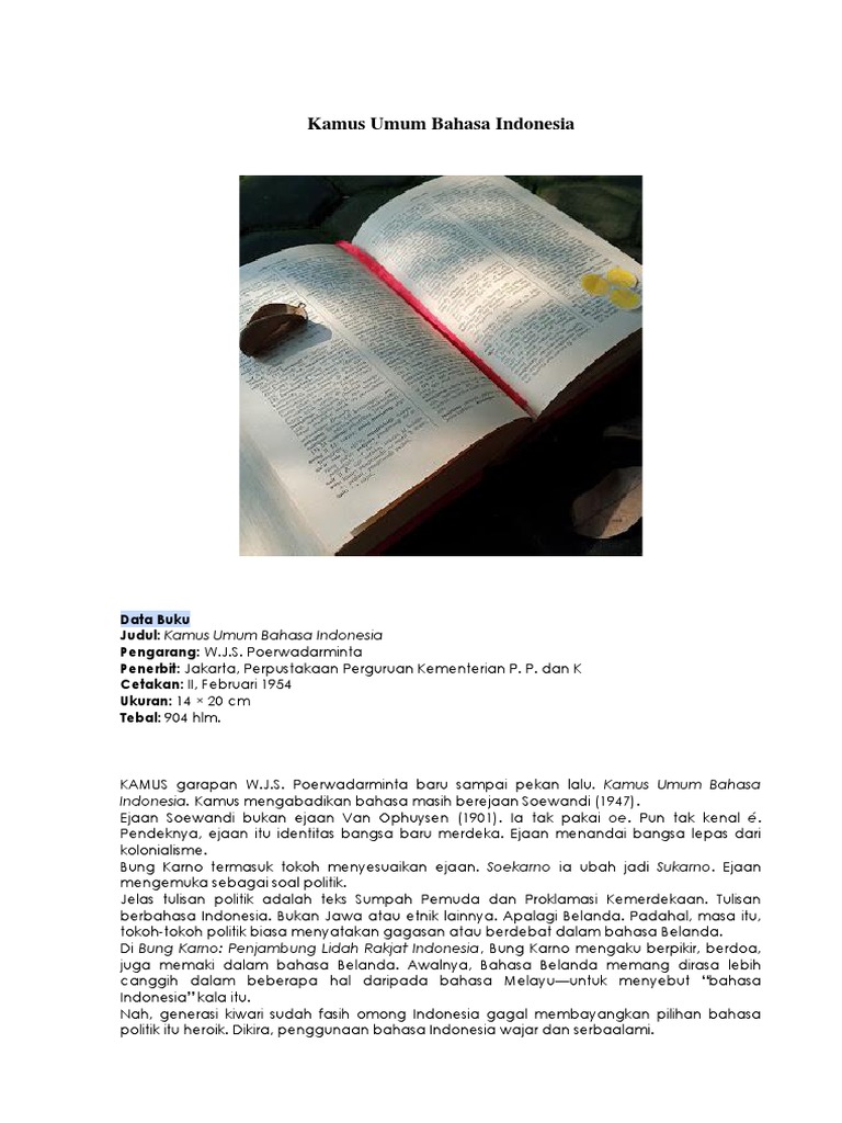 Review Kamus Umum Bahasa Indonesia | PDF