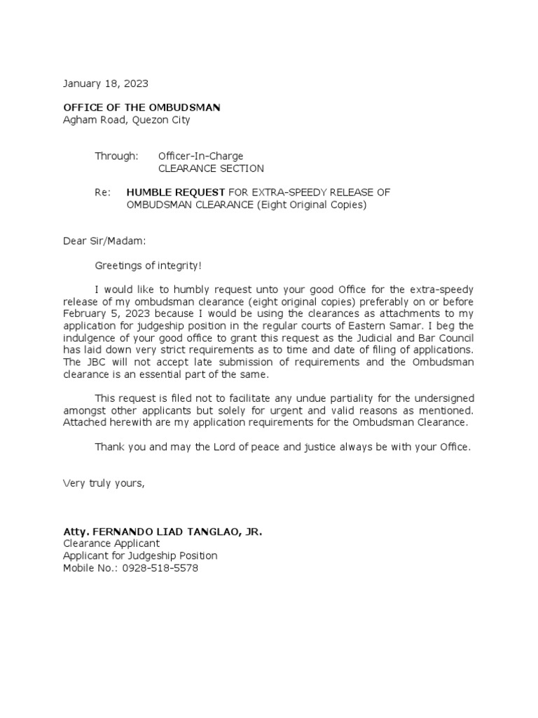 Ombudsman Letter | PDF