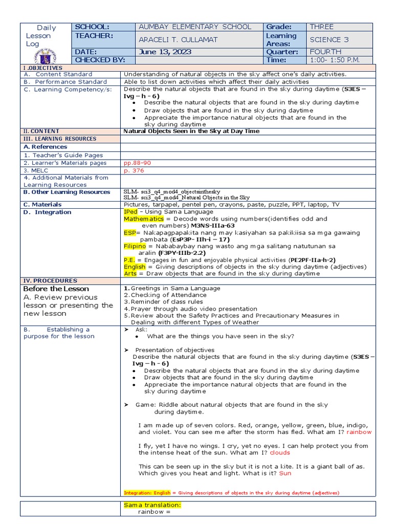 Tibaw LP Science3 Q4-1 | PDF | Rainbow | Sky