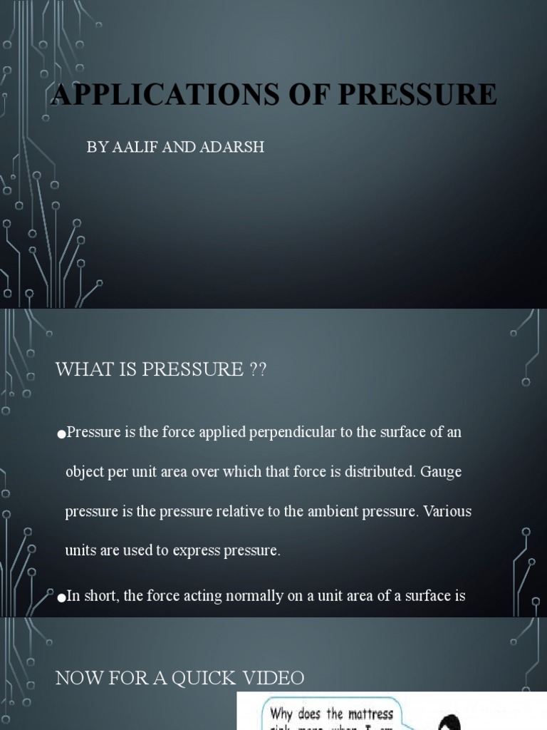 On Applications of Pressure by Aalif and Adarsh 2.0 | PDF