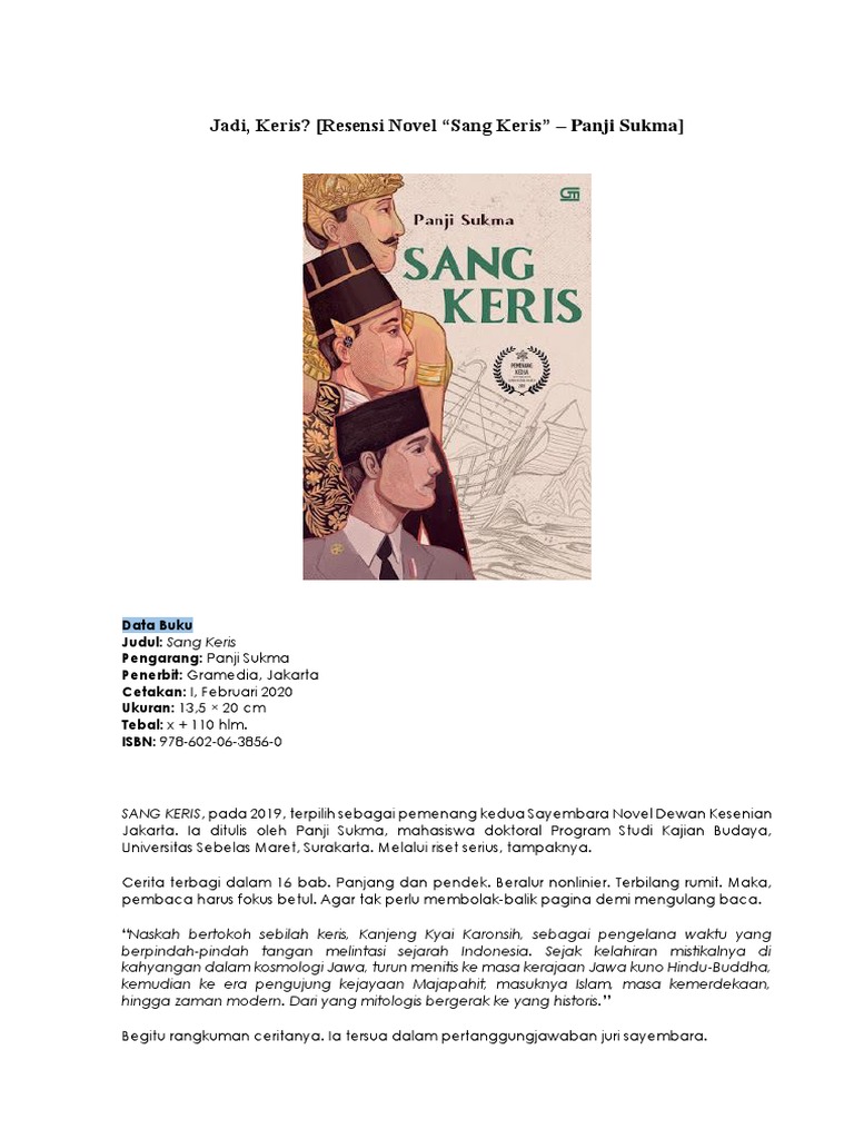 Resensi Novel Sejarah "Sang Keris" | PDF | Fiksi Umum