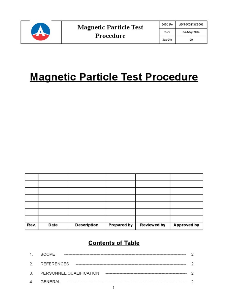 Magnetic Particle Test Procedure | PDF | Ultraviolet | Electric Current