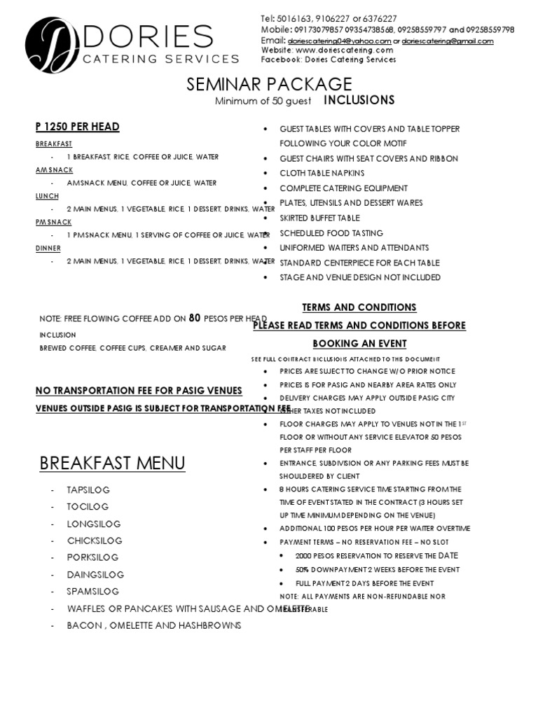 Seminar Catering Package 2023 | PDF