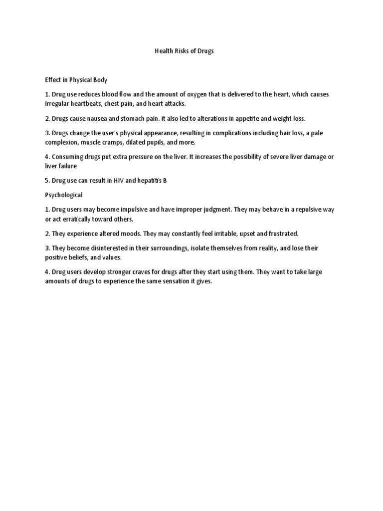 Drug Use: Health and Psychological Risks | PDF | Lifestyle